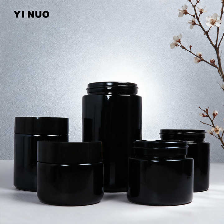 60 80 100 120 250ML Black Jar for Creams Glass Cosmetic Packaging Uv ...