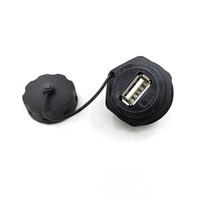 IP68 Panel Mount USB 2.0 Waterproof Bulkhead Connector