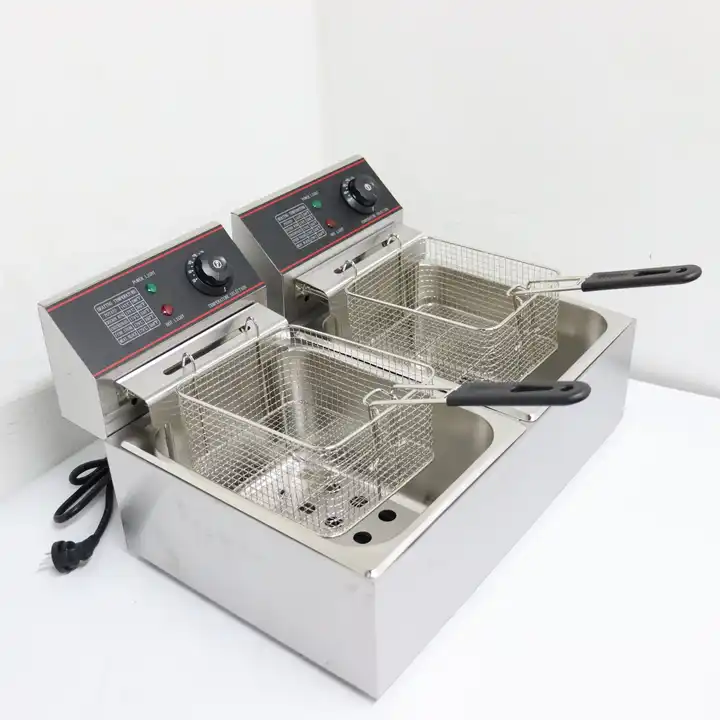 Custom 12L Electric Commercial Countertop Double Basket Stainless Steel ...