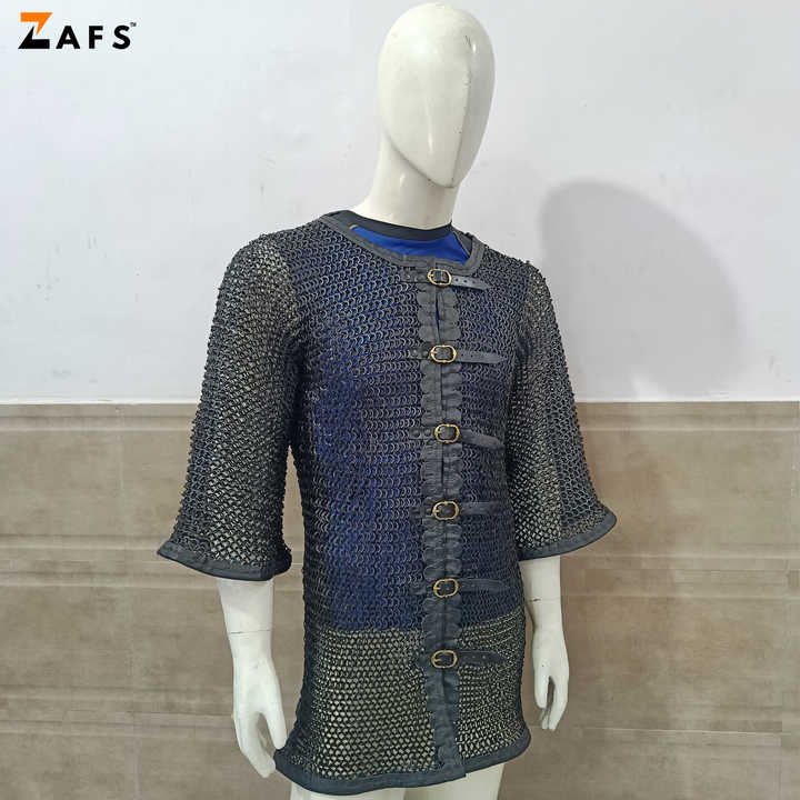Mild Steel Flat Riveted Chainmail Shirt Medieval Hauberk Reenactment ...