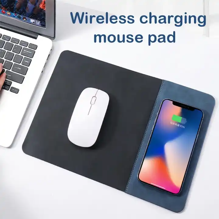 Mouse Pad with 15W Phone Wireless Fast Charging 2 in 1 PU Leather Gaming Mousepad for PC ...
