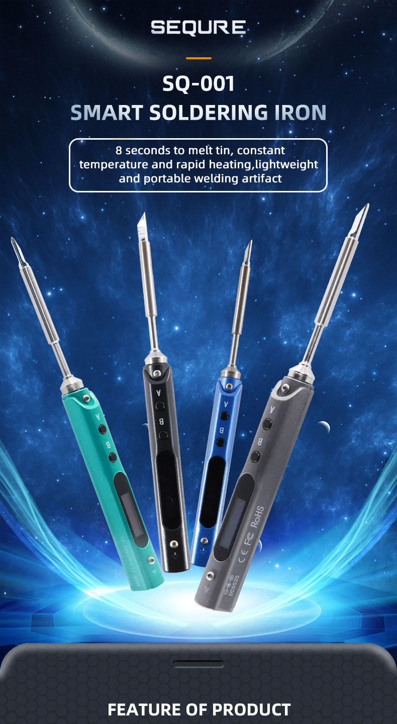 SEQURE SQ-001 Mini Powered Portable Digital Display 450 Degree Soldering Iron Station with Smart ...