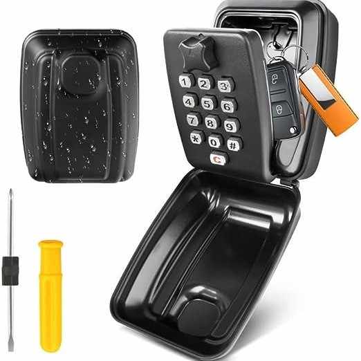 Outdoor Large Key Lock Box with Resettable 12-Digit Code Zinc Alloy Key ...
