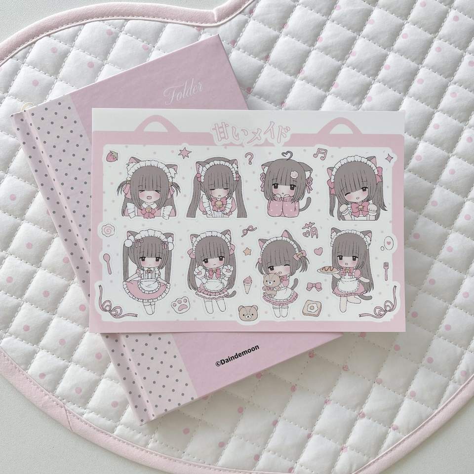 Kawaii Cat Maid Girl Stickers Sweet Cherry Vol.2 A6 Sticker Pack for ...
