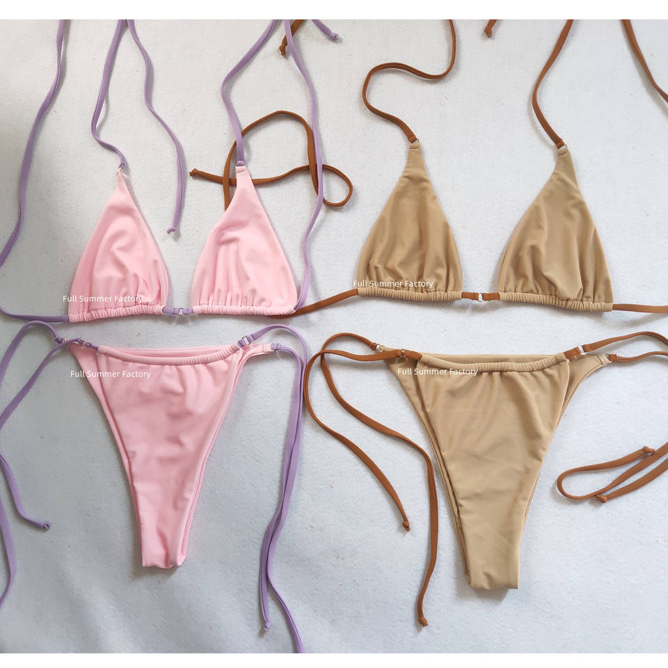 Swimwear Factory Two-Piece Micro Bikini Set Adjustable High Thong Quick ...