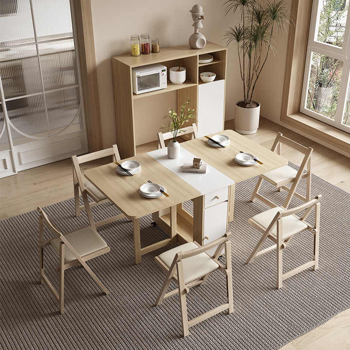 Compact Foldable Dining Table Set with Chairs Space-Saving Design Solid ...