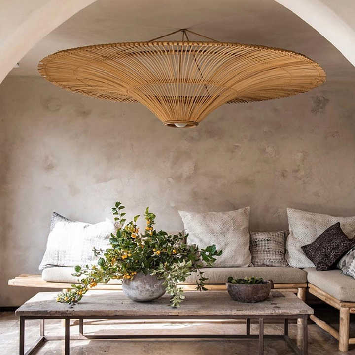 Contemporary Rattan Pendant Light - 100CM Oversized Chandelier