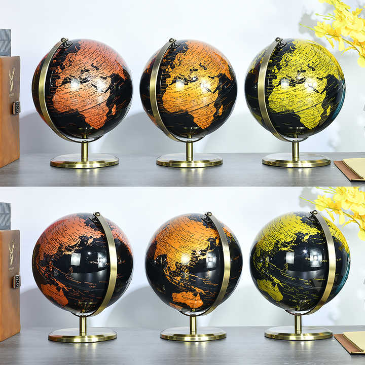 20cm Retro Metal Frame Rotating Earth Globe High Quality Luxury World ...