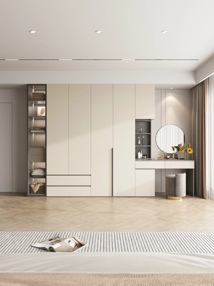 Modern Bedroom Custom Wooden Wardrobe Storage Cabinet with LED Lights ...