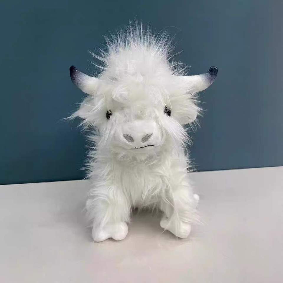 Realistic Highland Cow Plush Toy Soft Scottish Highland Cattle Stuffed ...
