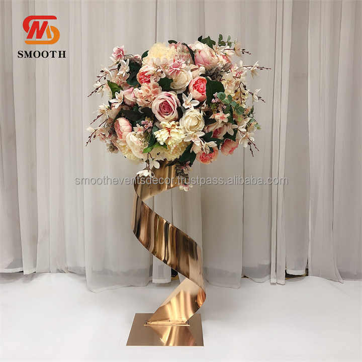 SMOOTH 60cm 80cm 100cm Curved S Shaped Silver Metal Wedding Flower ...