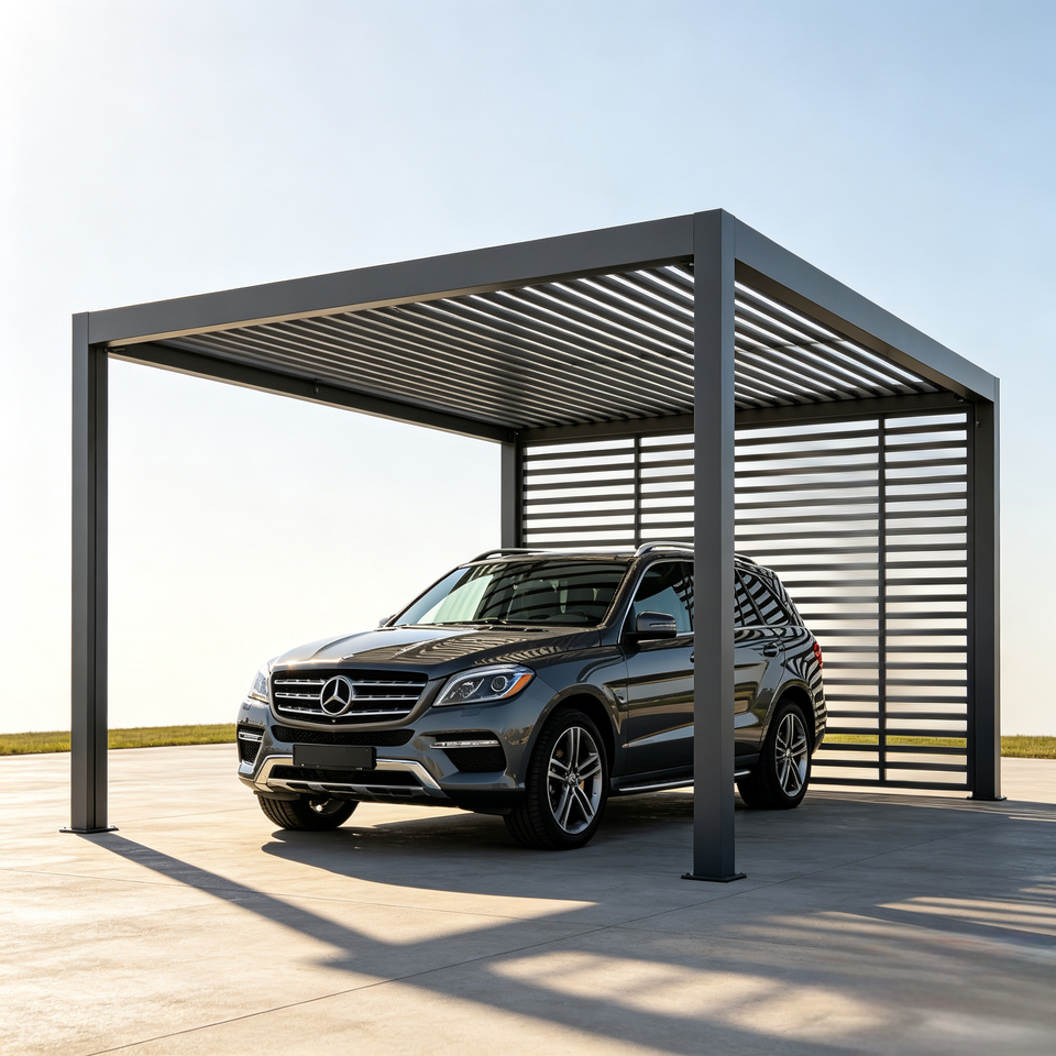 Heavy Duty Thick Frame Louver Carport Vehicle Protection Canopy ...