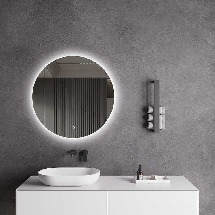 Modern Round Led Mirror Wall Mounted Touch Switch Screen Smart Mirror ...
