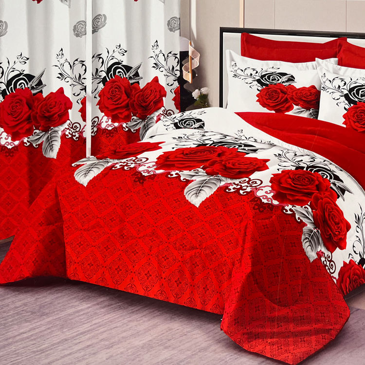 Red Curtain Bedding Set - Luxury Comforter with Curtains