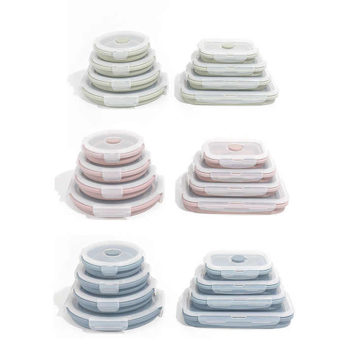 Foldable Lunch Box Stackable Collapsible Meal Prep Container Microwave ...