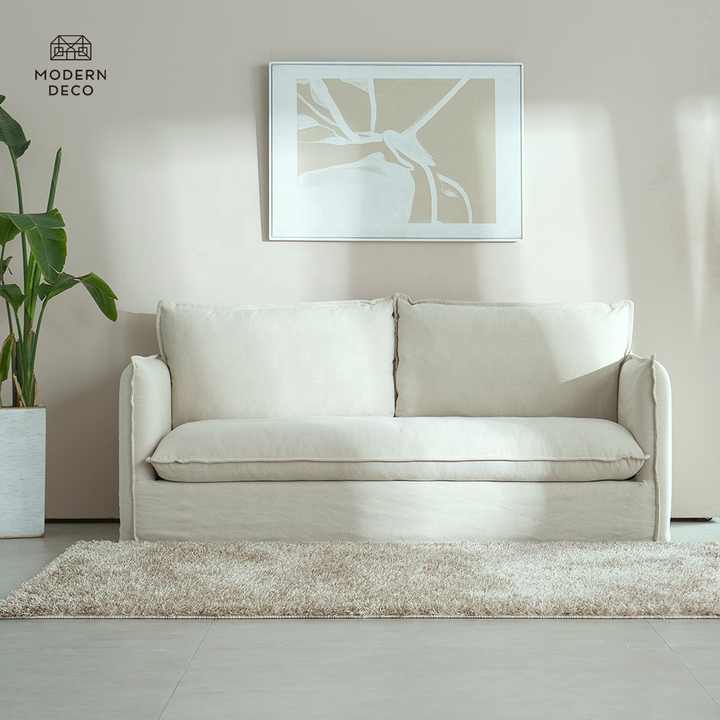 Duck Feather Linen Sofa Couch with Down Filled Cushions Customization ...