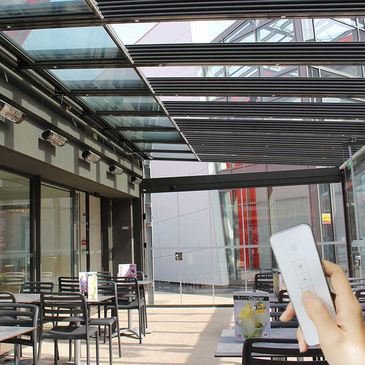 Modern Aluminum Motorized Sliding Rooflight System Outdoor Garden ...