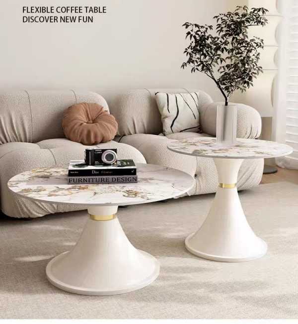 Light luxury marble side table living room sofa creative balcony small metal side table bedside cabinet