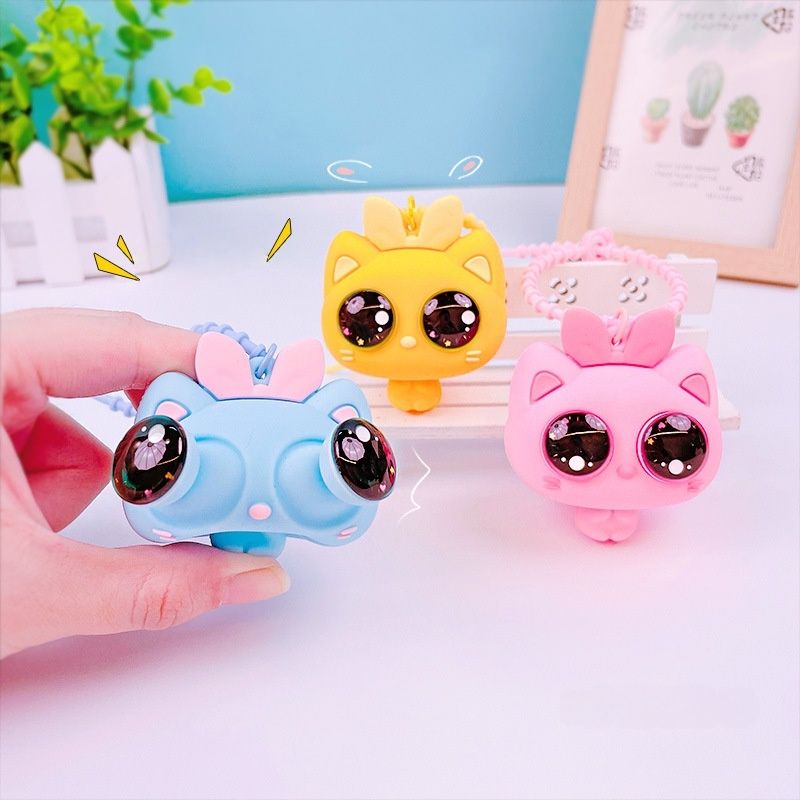 Big Eyes Cat Pinch Keychain Decompression Toy Squeeze Stress Relief ...