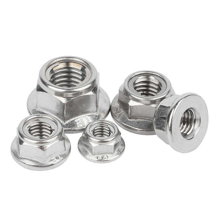 DIN6923 M6 M8 M10 A2-70 18-8 All Metal Hex Flange Nut With Metal Lock ...