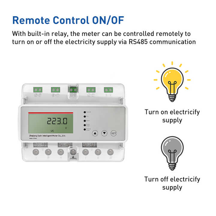 RS485 Communication Din Rail Three-Phase Smart Prepaid Energy Meter Remote Reading Electric ...