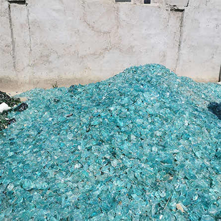 Garden Decoration with Broken Glass Rocks - Ocean Blue