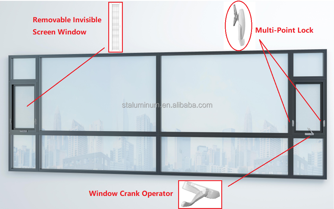 China Customized Aluminium Crank Window With Best Sound Insulation ...