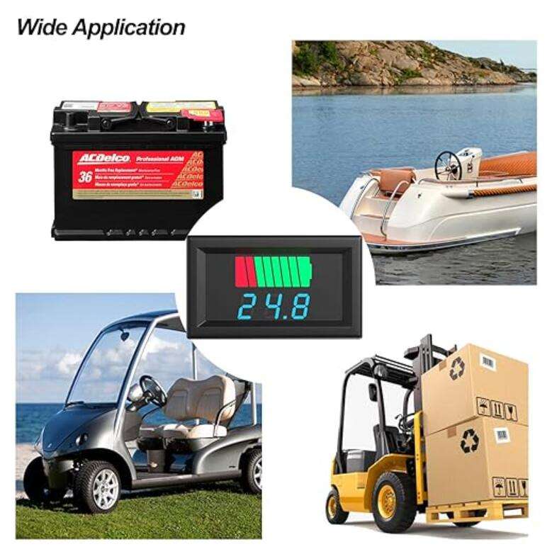 Car Battery Charge Level Indicator - 12V to 72V Capacity Meter
