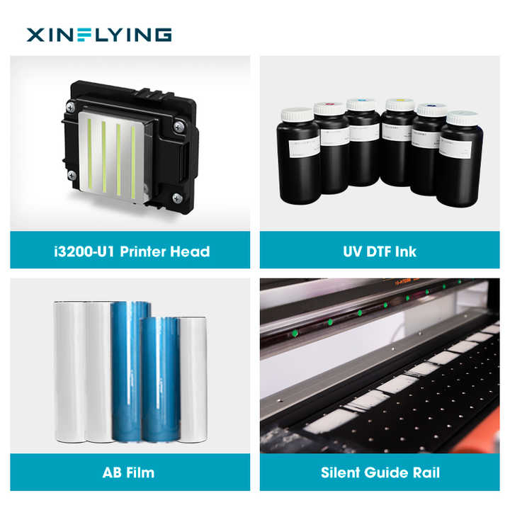XinFlying Transfer Uv Dtf Sticker Printer with Laminator and 3pcs I3200 Heads Label Sticker ...