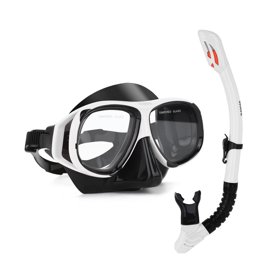 Wave Diving Masks & Training Snorkel Set - Silicone & Glass
