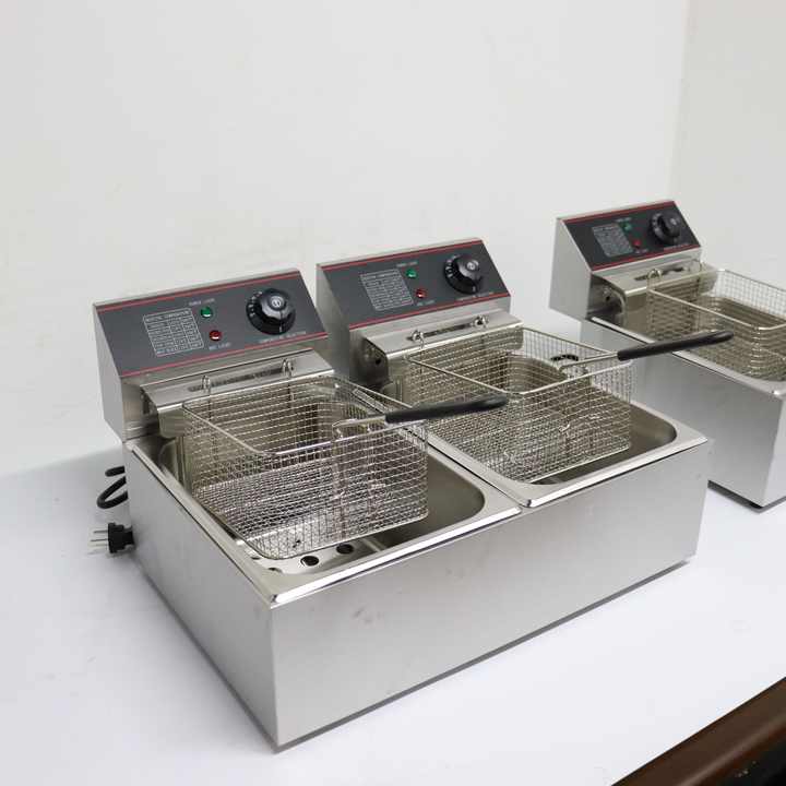 Custom 12L Electric Commercial Countertop Double Basket Stainless Steel ...