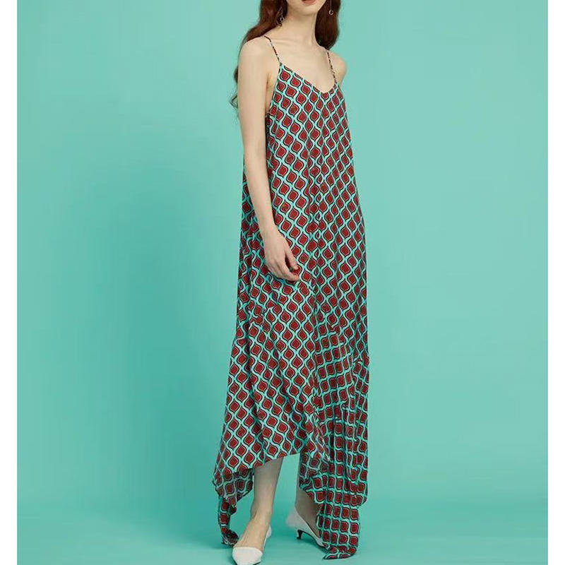 Factory Design New Beach V-neck Sleeveless Thermal Print Loose Dress ...