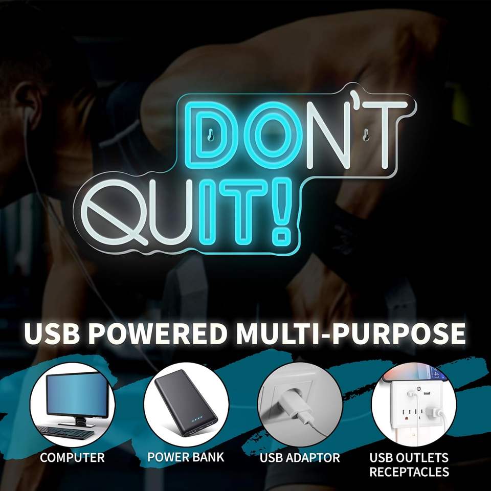 Dont Quit Neon Sign LED Gym Neon Sign Bodybuilding Fitness Signage Wall ...