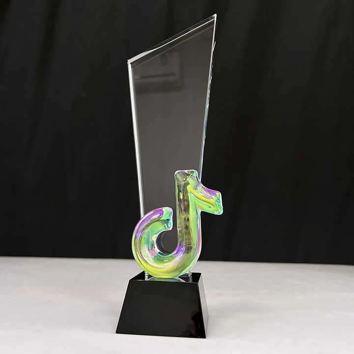 Rainbow Color Crystal Tiktok Shaped Crystal Trophy Awards MH-NJ0797 ...