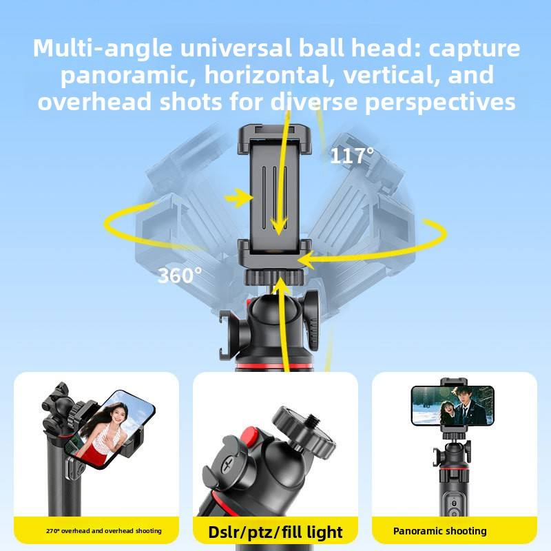 Aluminum Magnetic Selfie Stick Tripod 360 Rotation Phone Camera Mount ...