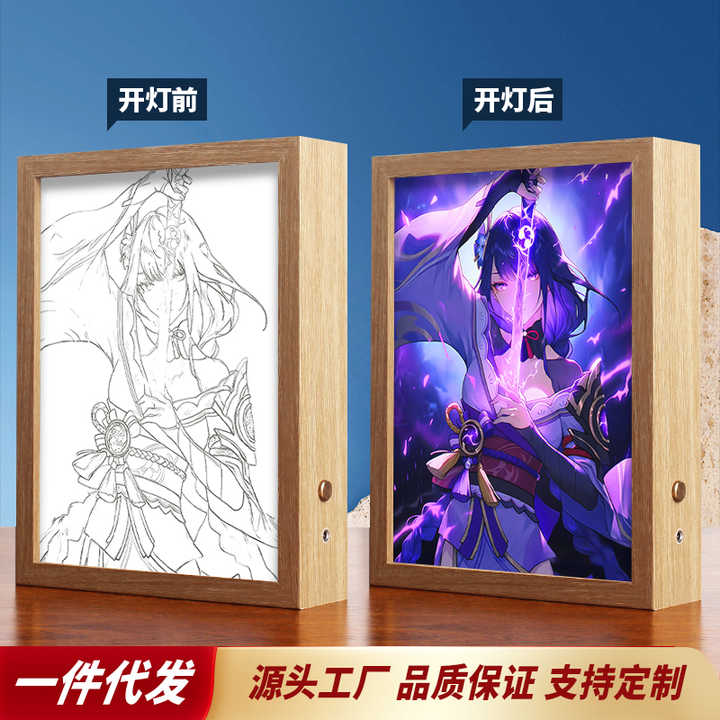 Custom 3D Wood Anime LED Light Box USB Powered Picture Frame Table Lamp ...