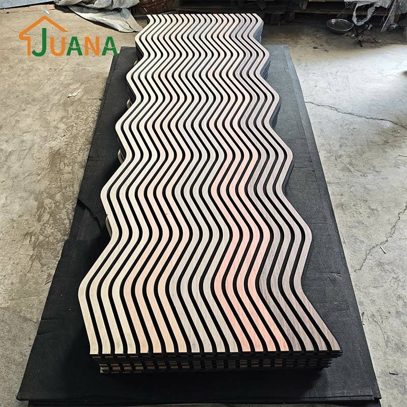 3D Wave Wood Soundproof Board Akupanel Wooden Insulation Wavy Wall Slat ...