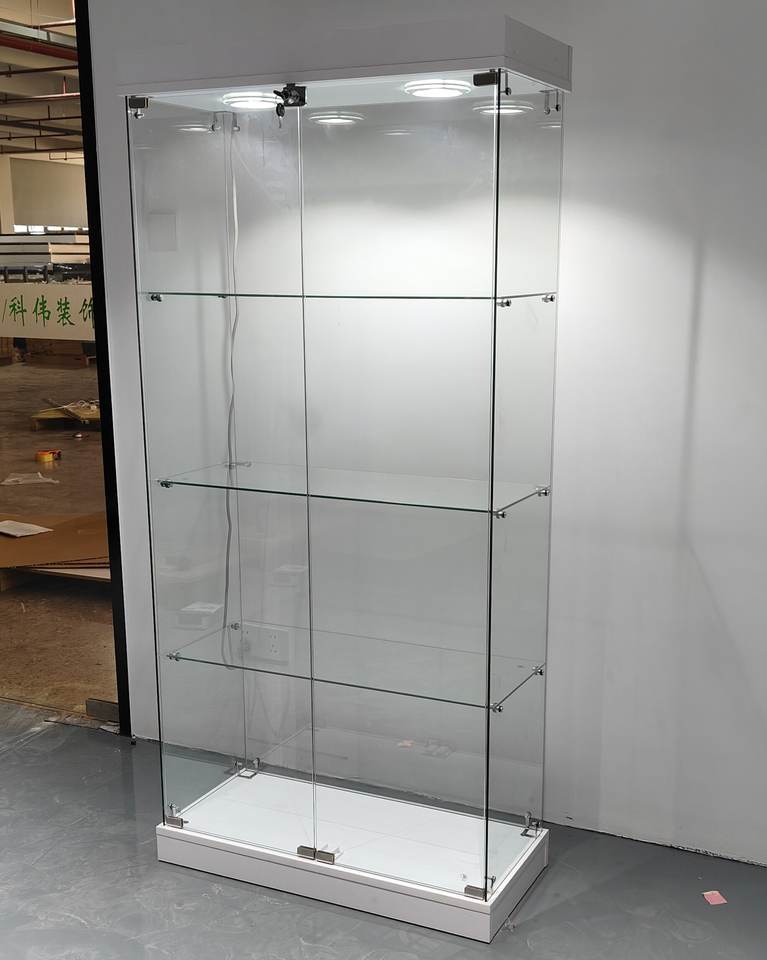 Custom White LED Light Glass Display Showcase for Shopping