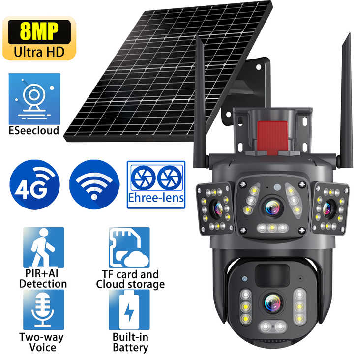 Eseecloud V380 Pro Solar Powered Surveillance Security PTZ CCTV Camera ...