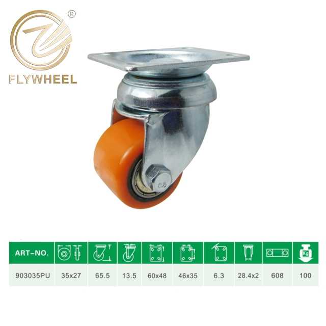 Low Profile Medical Caster - 1.4 Inch Heavy Duty Wheel
