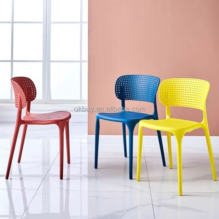 Nordic Plastic PP Chair Stacked Simple Modern Office Mesh Shape Back ...