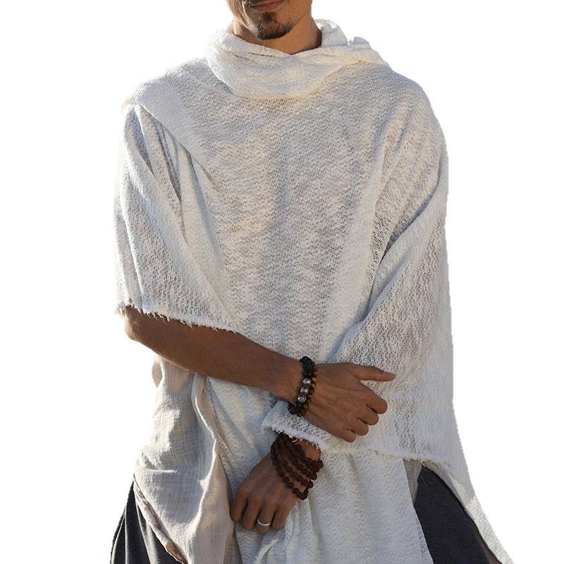 In Stock Unisex Solid Summer Medieval Hooded Tunic Oversized Viking ...