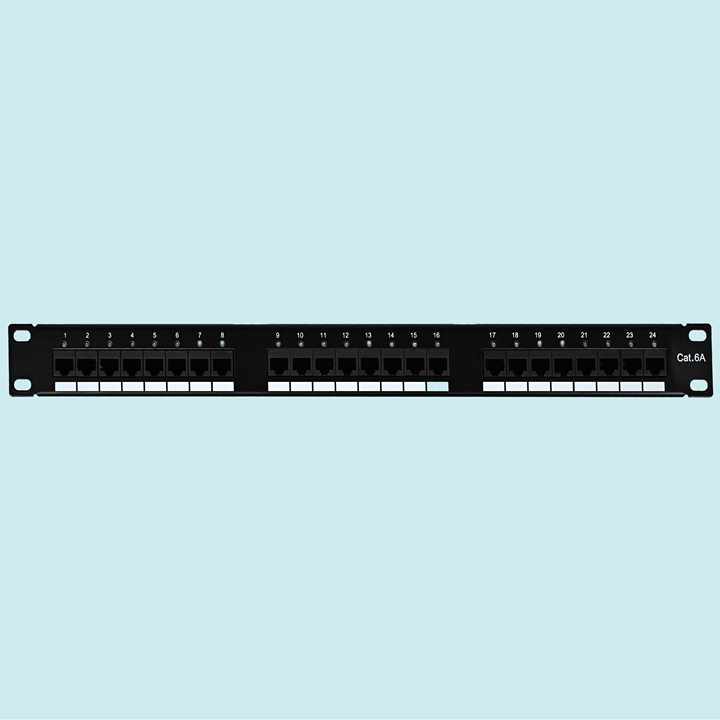 24-Port Cat6 UTP Patch Panel with LED Status Lights & Integrated Cable ...