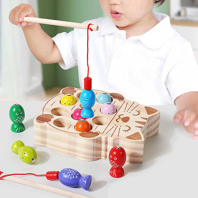 CPC Colourful Kitten Fishing Concentration Training Wooden Toys ...