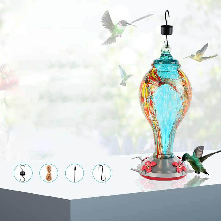 Outdoor Hanging Glass Hummingbird Feeder Rounded Window Bird Feeder Pet ...