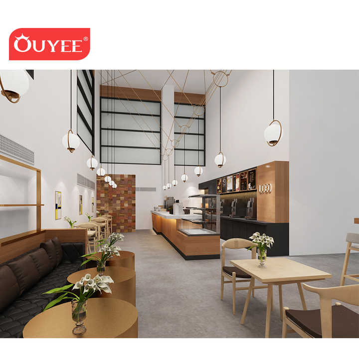 Modern Coffee Shop Interior Design - Glass Display Cabinets