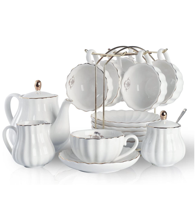 Home Goods Modern Tea Coffee Cup White Ceramic Tea Sets - Buy Tea Sets ...