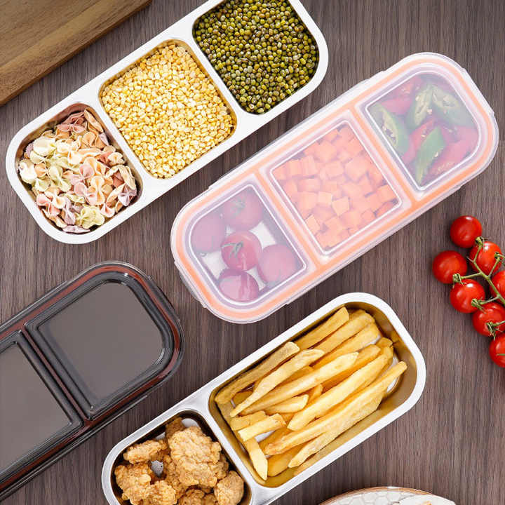 Stainless Steel Lunch Box,3-Compartment Bento Container,Food Storage ...