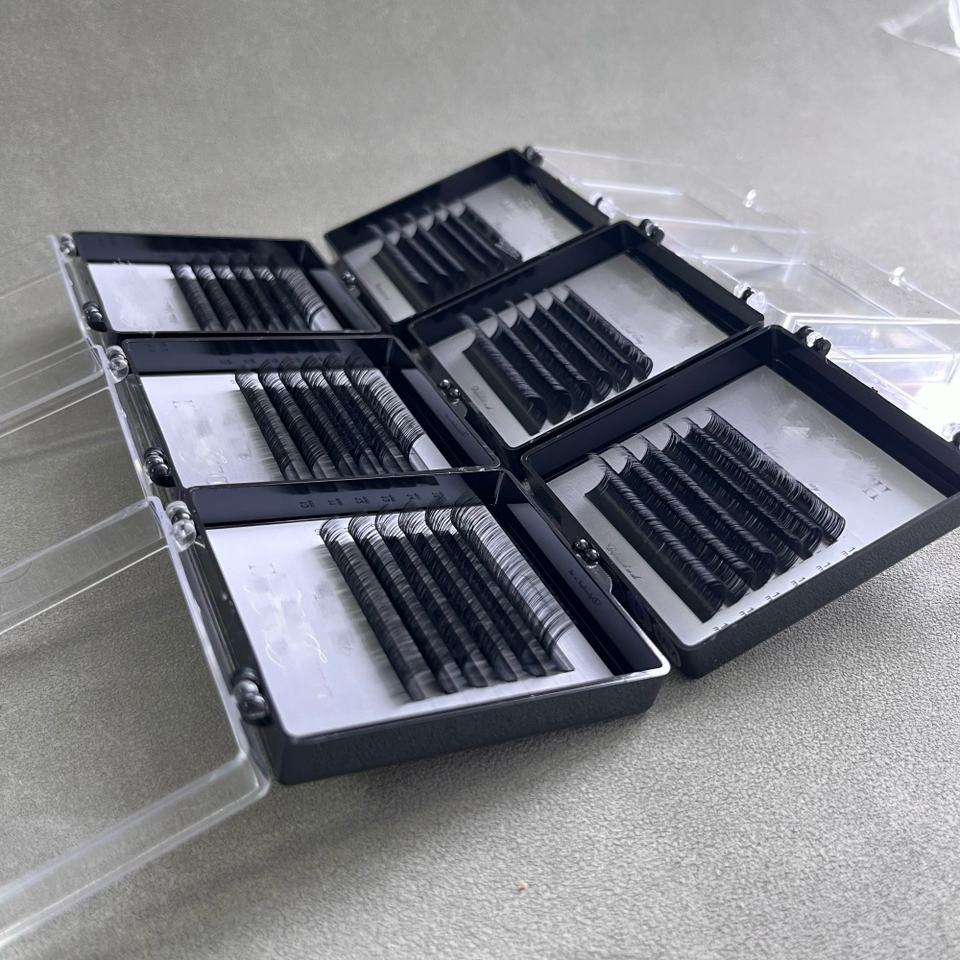 Private Label Soft Fluffy Volume Individual Eyelash Extensions Silk ...