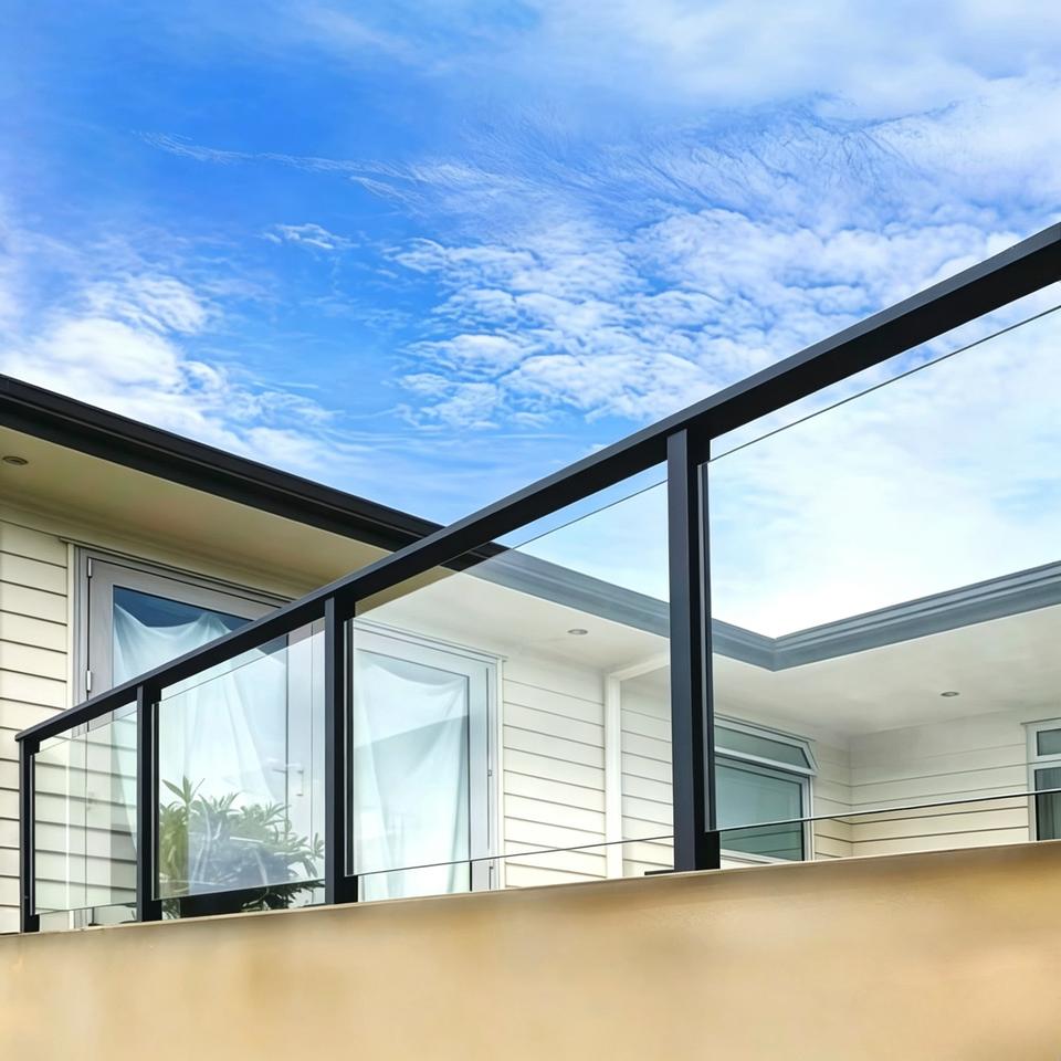 Aluminum Glass Balustrade, Tempered Glass Balcony Railing, Villa Stair ...